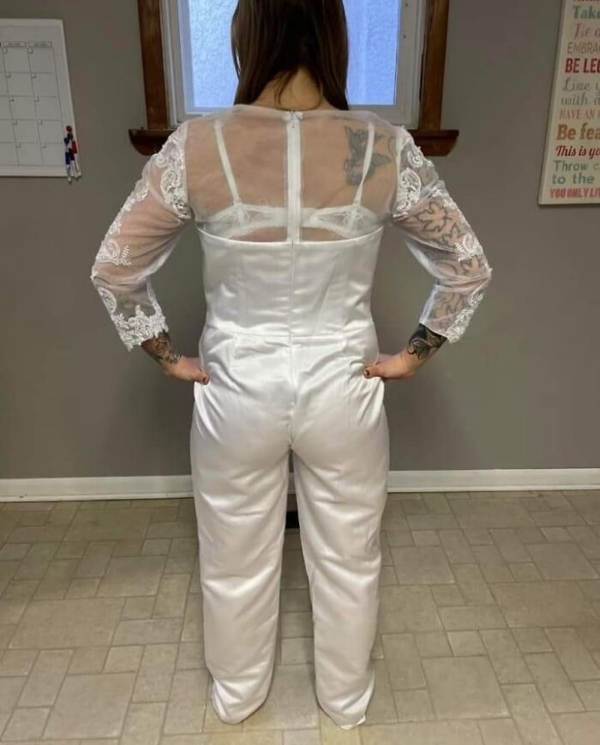 Wow, your wedding dress looks...good...