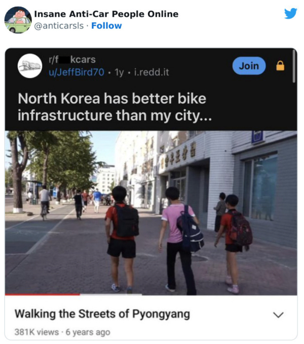 The anti-car crowd getting appropriately roasted