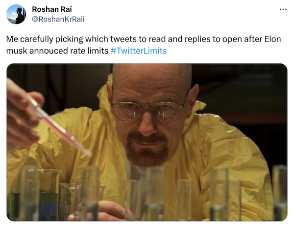 Elon Musk is getting roasted for limiting our Twitter time because he'