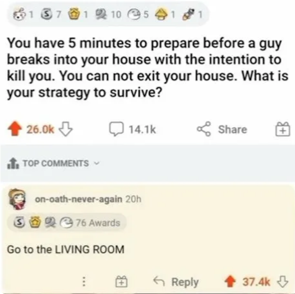 Perfectly clever replies that made these threads worth our while.