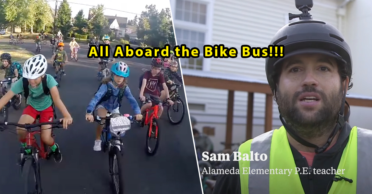 PE Teacher Inspires Swarm of Students to Bike to School