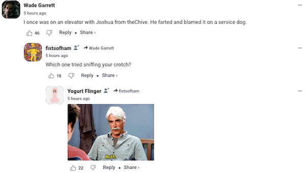 An enjoyable batch of silly comments straight from misfit minds
