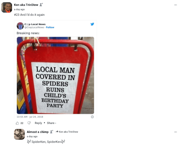 Top Comments of elite commenters found on theCHIVE