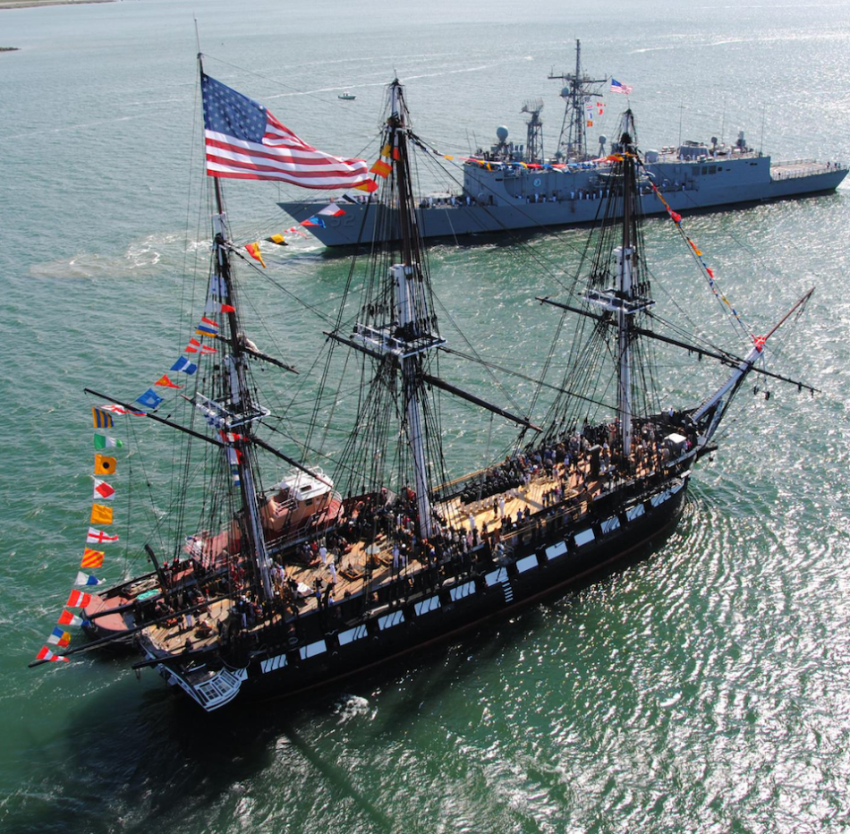 High-Res Cannons Fire World's Oldest Navy Wood Battleship Ironside USA