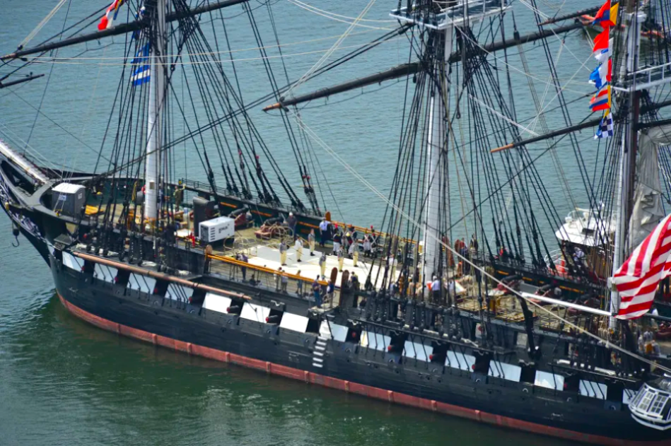 High-Res Cannons Fire World's Oldest Navy Wood Battleship Ironside USA