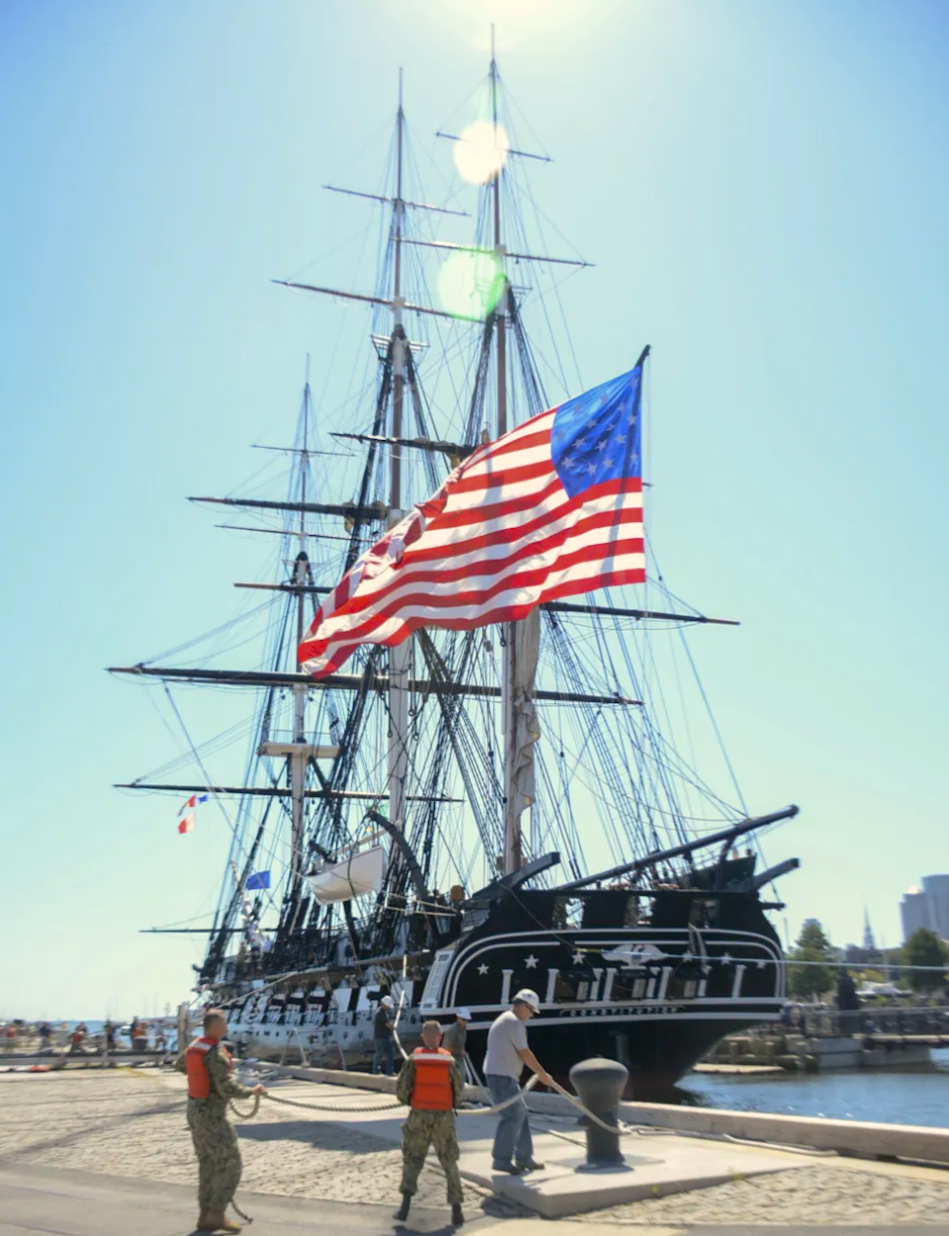 High-Res Cannons Fire World's Oldest Navy Wood Battleship Ironside USA