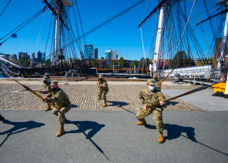 High-Res Cannons Fire World's Oldest Navy Wood Battleship Ironside USA