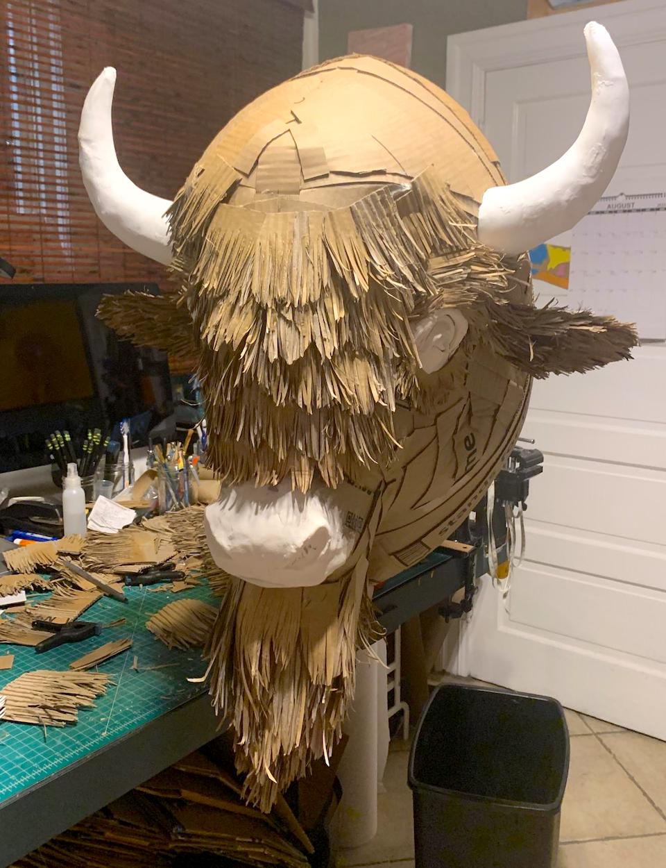 Cardboard BISON Art Head Awesome Build Photos from start to finish