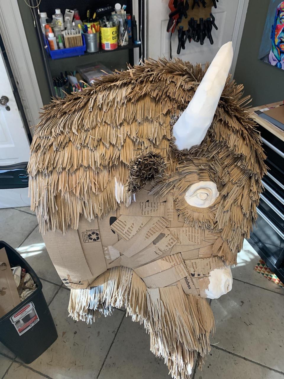 Cardboard BISON Art Head Awesome Build Photos from start to finish