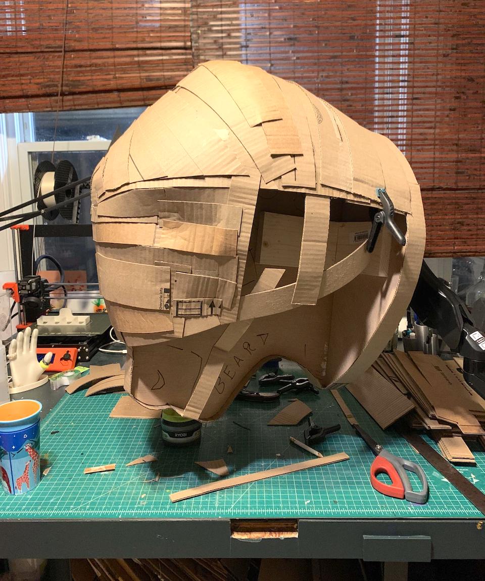 Cardboard BISON Art Head Awesome Build Photos from start to finish