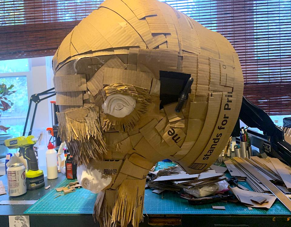 Cardboard BISON Art Head Awesome Build Photos from start to finish