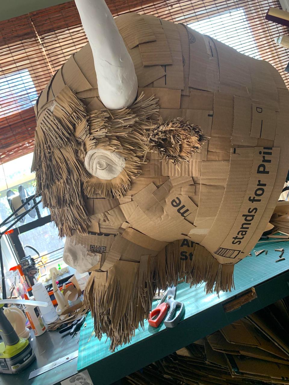 Cardboard BISON Art Head Awesome Build Photos from start to finish