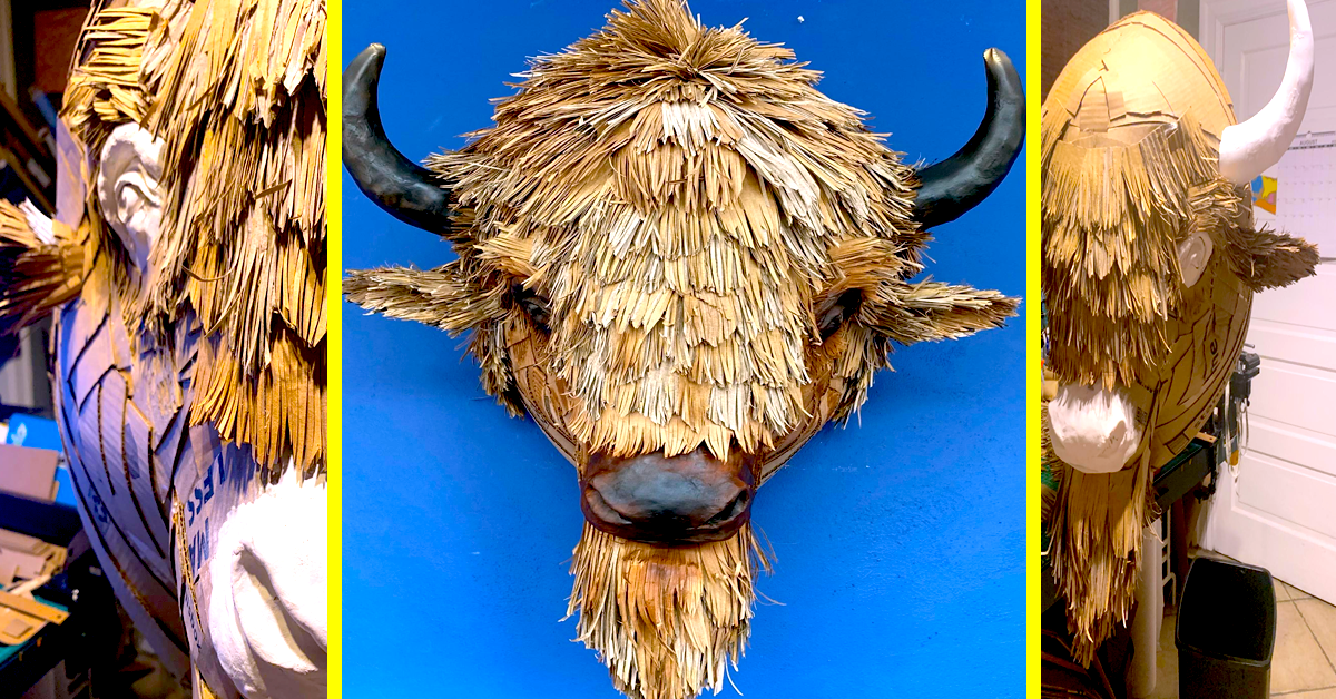 Cardboard BISON Art Head Awesome Build Photos from start to finish
