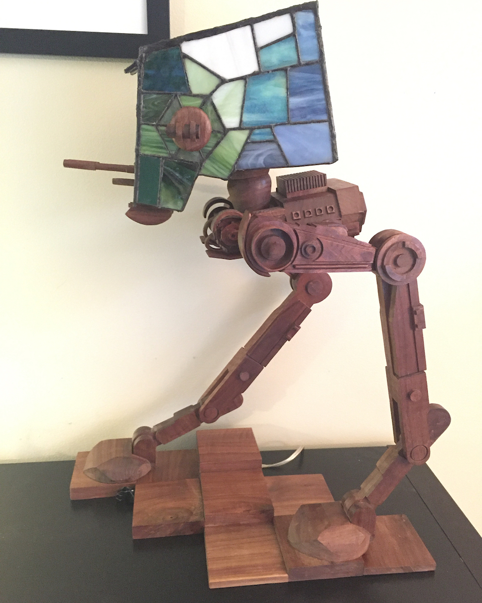 STAR WARS Wood-Carving Artist Hand built Sculptures Stain Glass Light