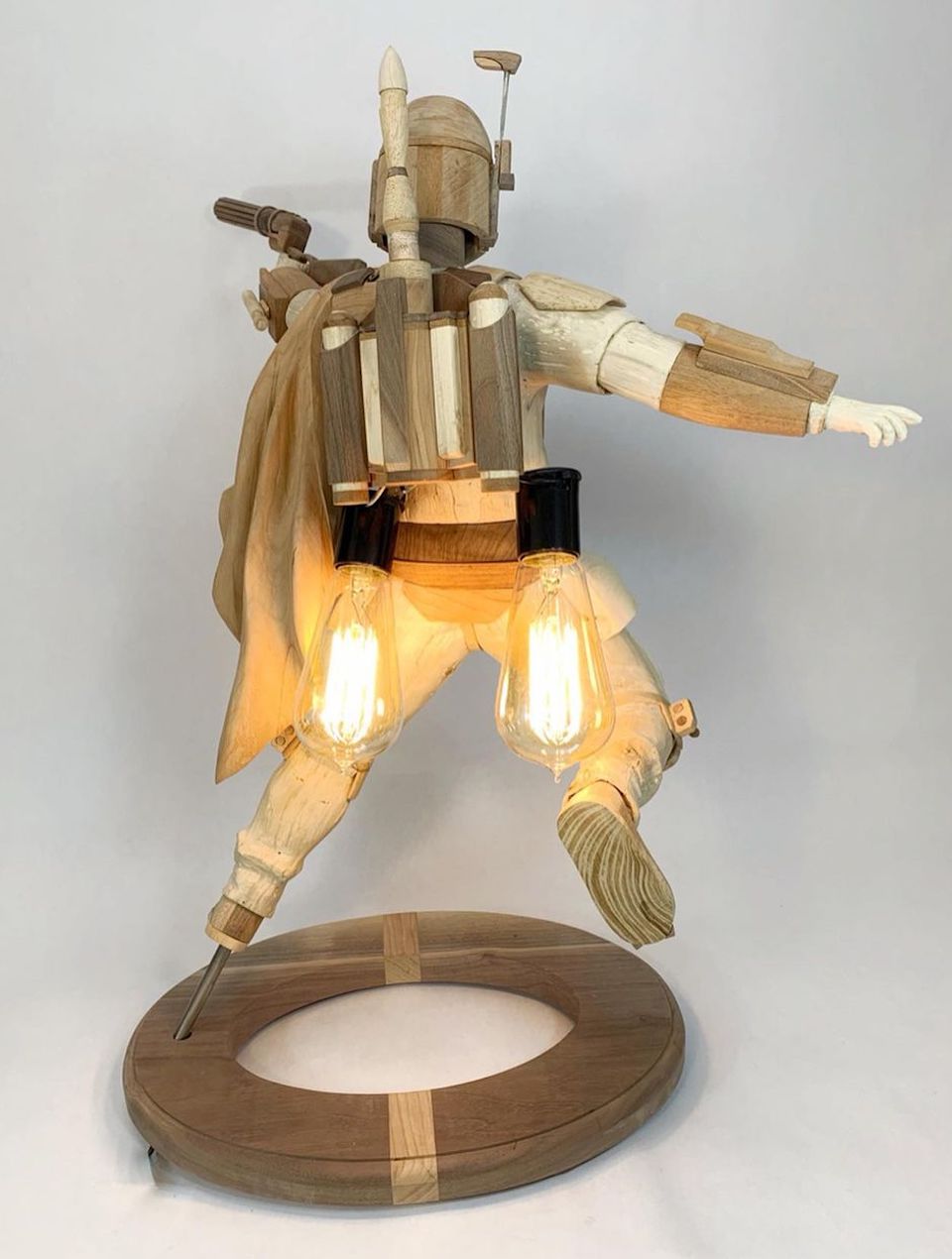 STAR WARS Wood-Carving Artist Hand built Sculptures Stain Glass Light