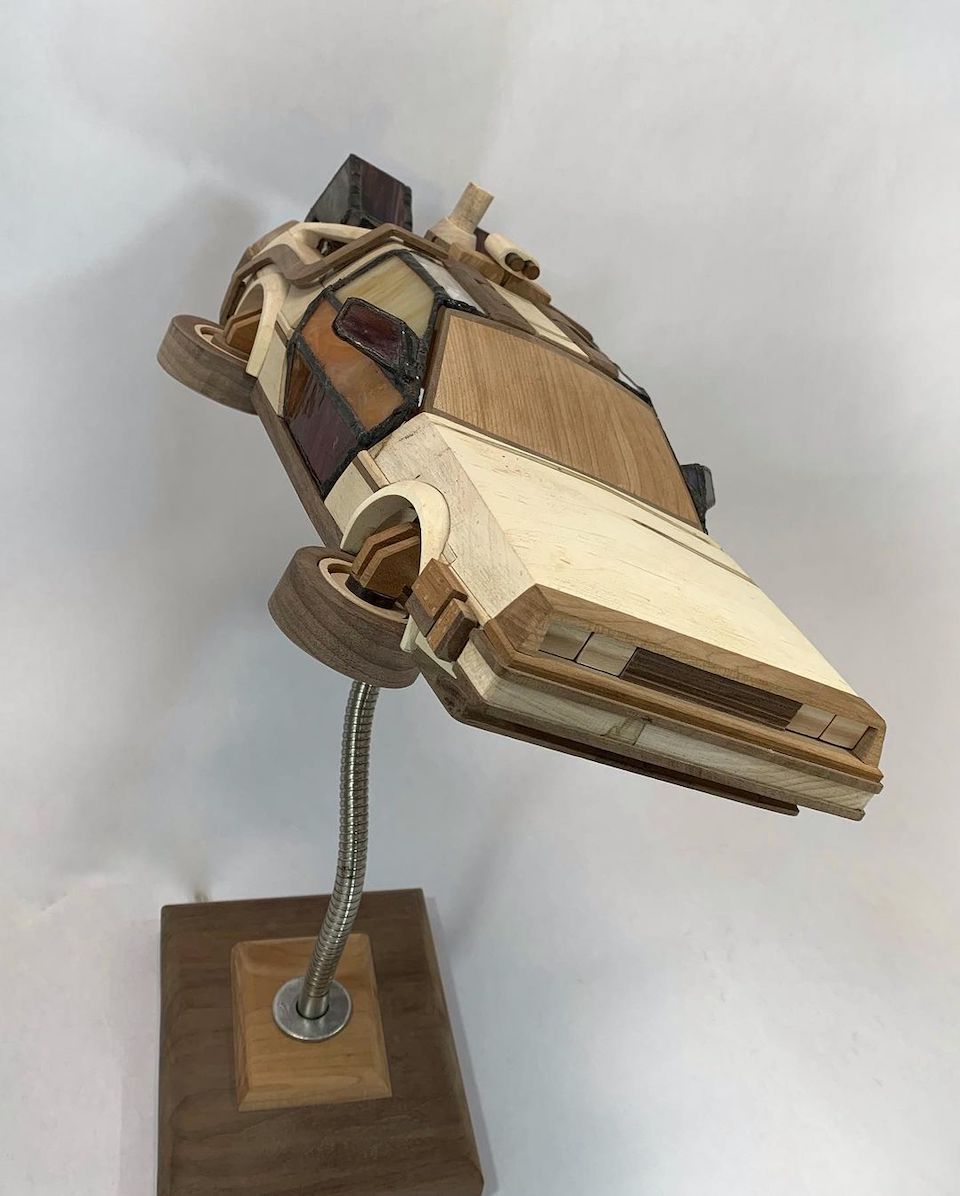 STAR WARS Wood-Carving Artist Hand built Sculptures Stain Glass Light