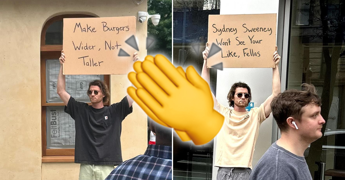 Sign guy protests the little issues that we can almost all agree on