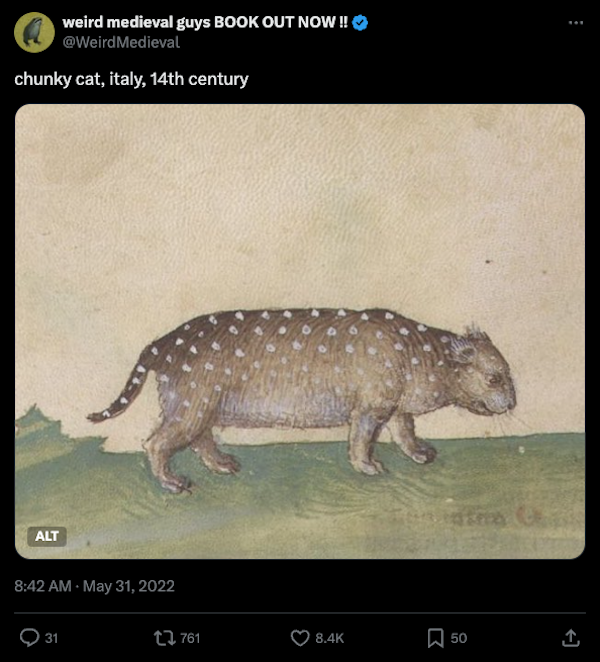 Medieval Art and Animals mix as well as Oil and Water