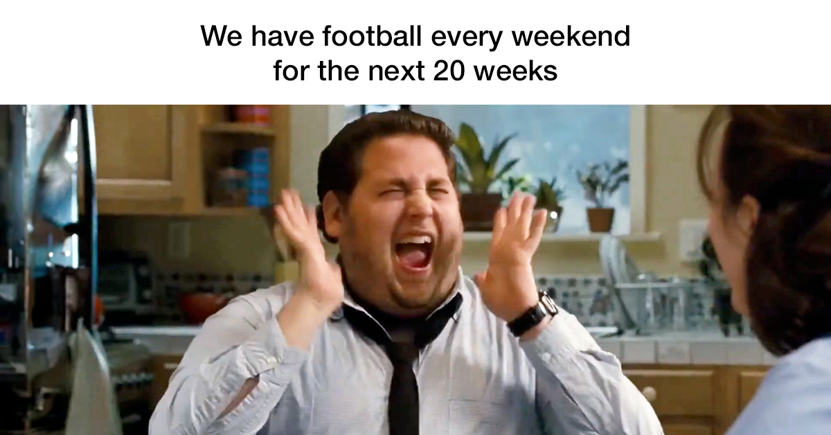 GET EXCITED! The NFL is back and so are leather bound memes