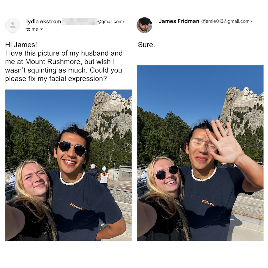 Asking James Fridman for Photoshop help is a... risky venture